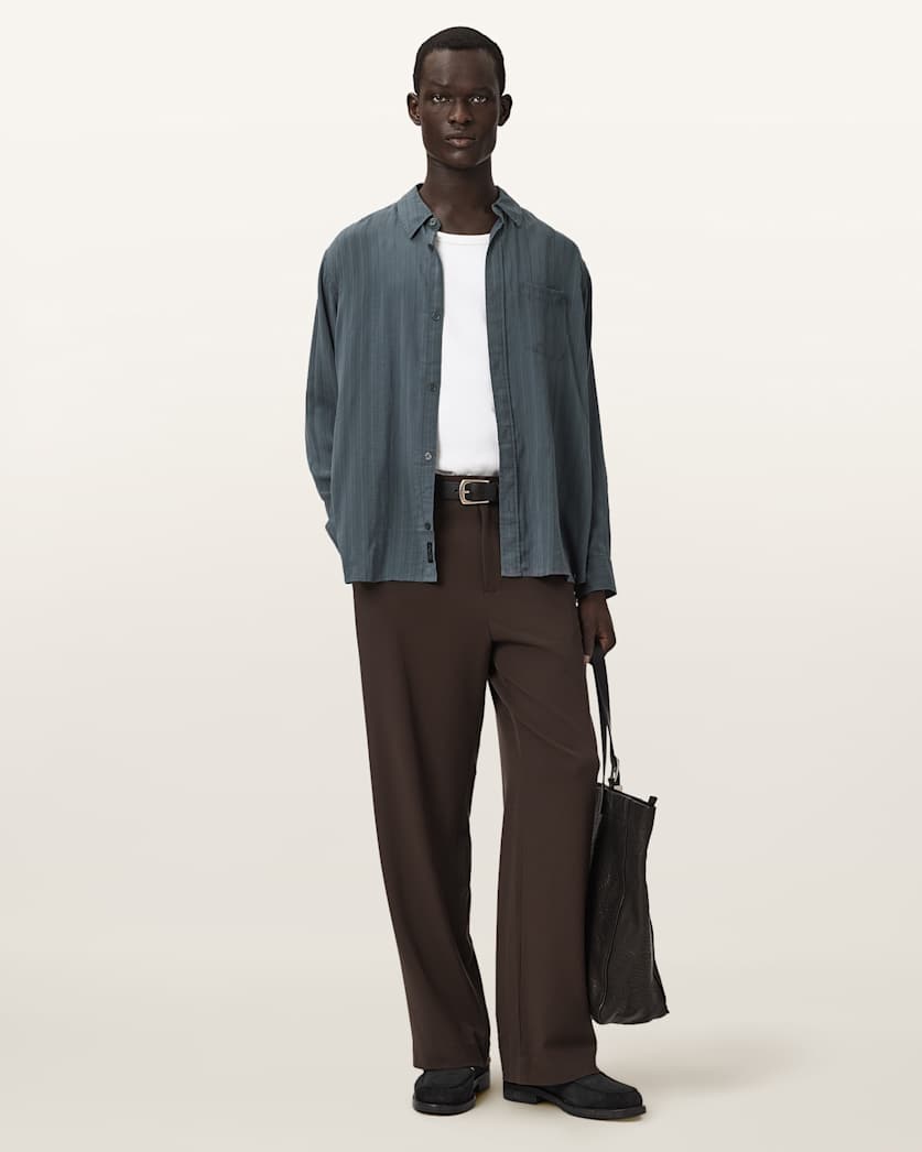 Carlyle Long Sleeve Oversized Shirt CANIS GREY | ALLSAINTS DE